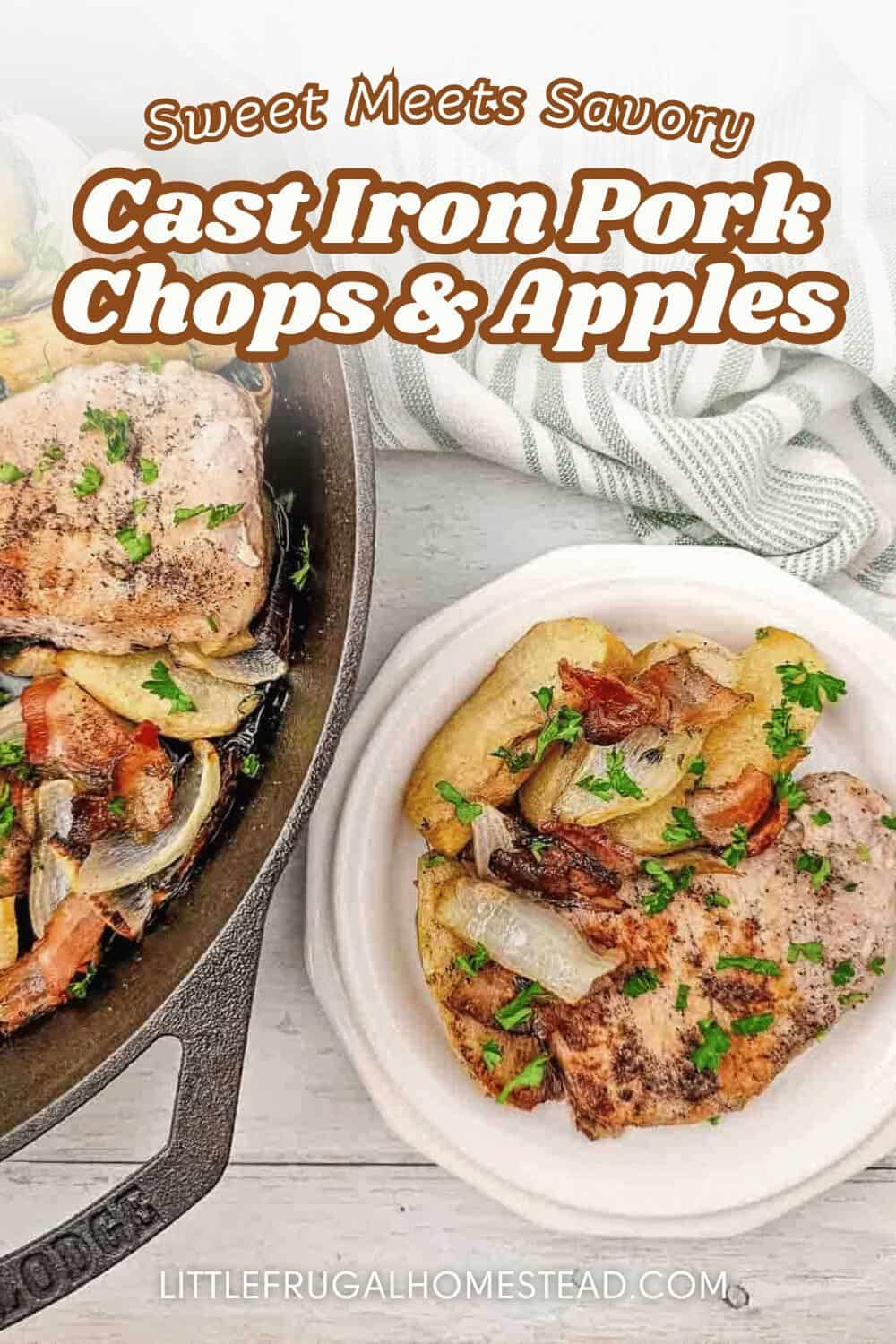 Cast Iron Pork Chops and Apples - Little Frugal Homestead